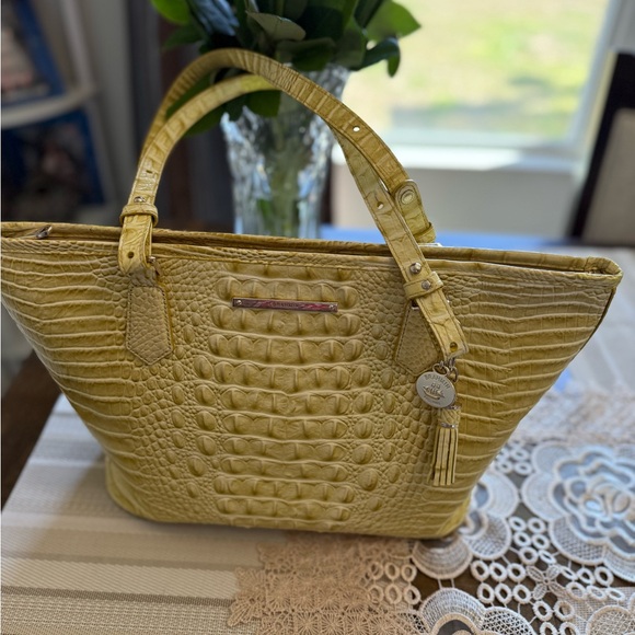 Brahmin | Bags | Brahmin Yellow Asher Crocodileembossed Genuine Leather ...